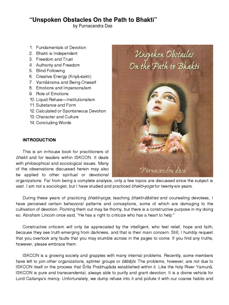 Unspoken Obstacles On The Path To Bhakti | PDF | Bhakti