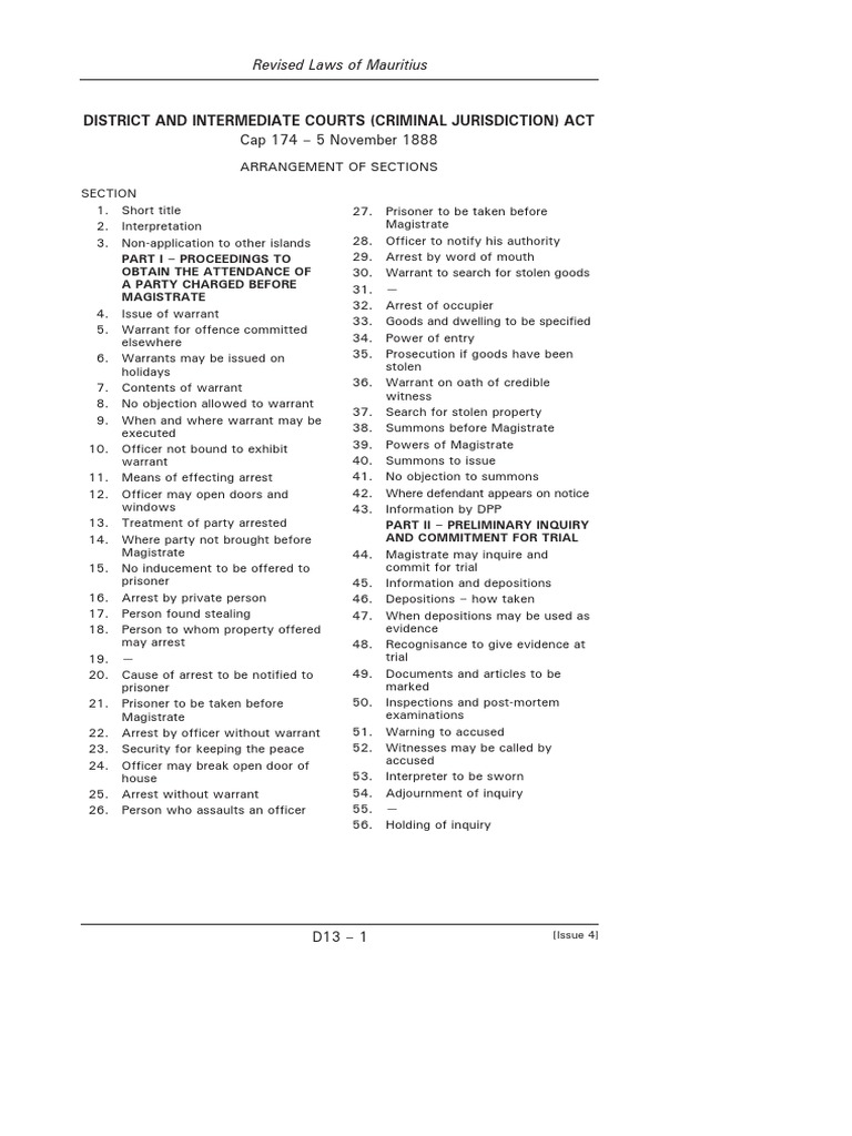 DISTRICT AND INTERMEDIATE COURTS (CRIMINAL JURISDICTION) ACT, No Cap ...