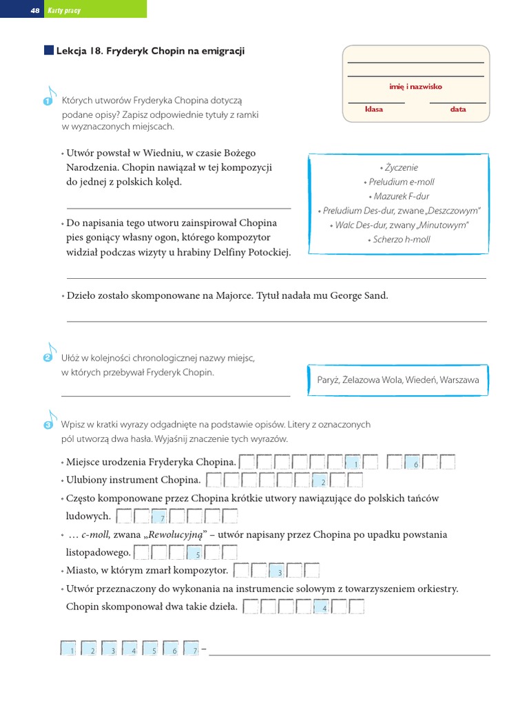 Lekcja 18. Fryderyk Chopin Na Emigracji | PDF