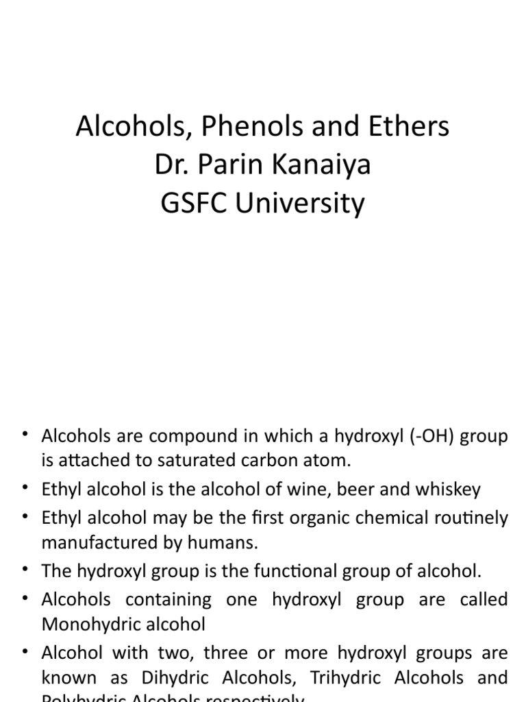 Alcohols | Download Free PDF | Ester | Ethanol