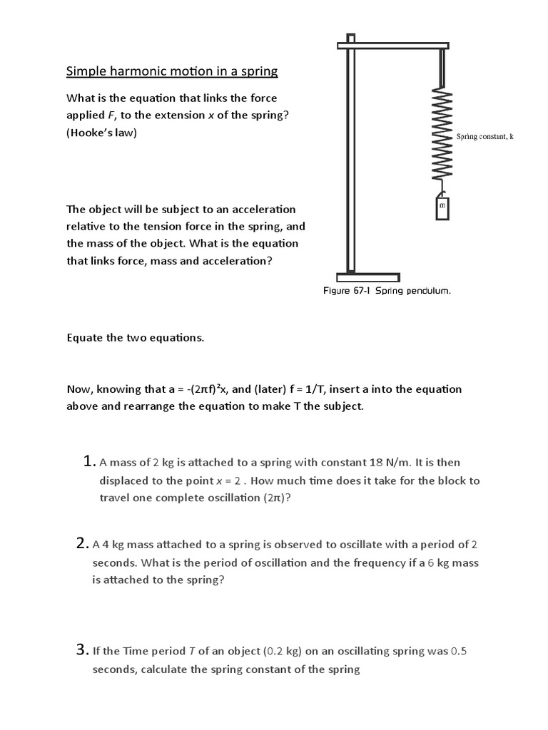 Simple Harmonic Motion in A Spring | PDF | Physics | Classical Mechanics