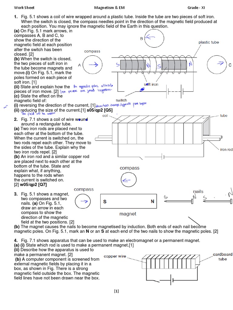 Magnetism Worksheet For High School