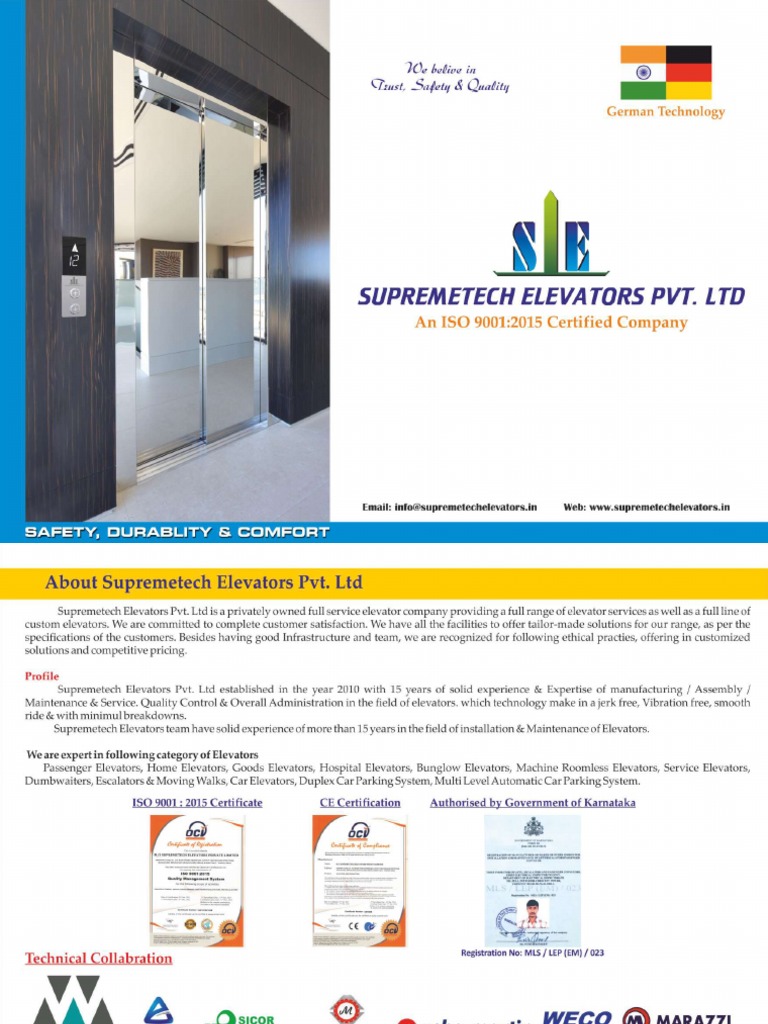 Supremetech Elevator Brochure 8 Pages - Compressed | PDF