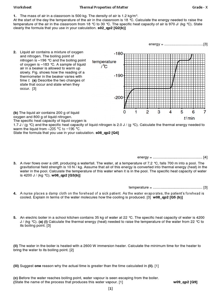 Thermal Properties Worksheet Grade X | PDF | Thermal Expansion | Heat