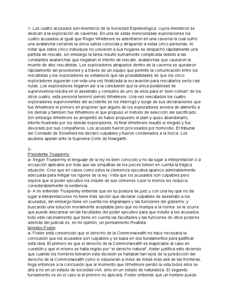 Juicio por canibalismo en caverna: dilemas legales | PDF | Juez | Crímenes