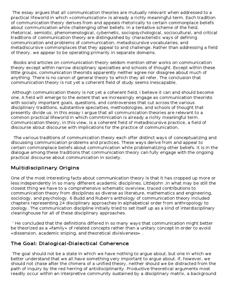 Summary Craig | PDF | Theory | Communication