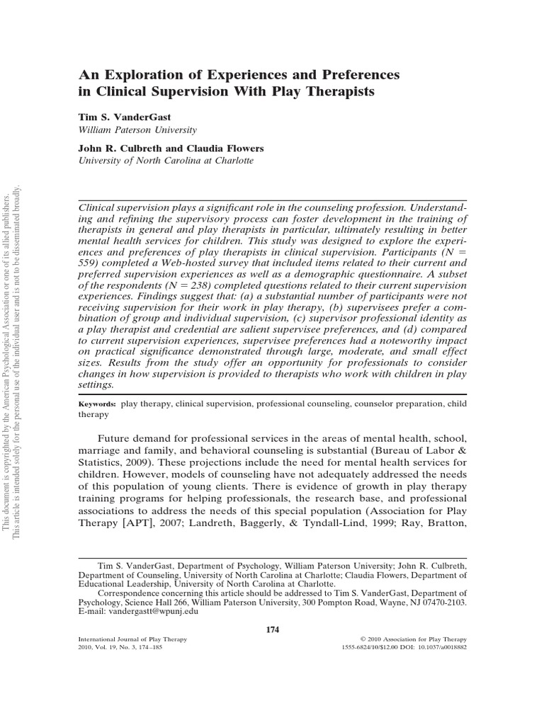 An Exploration of Experiences and Preferences in Clinical Supervision ...