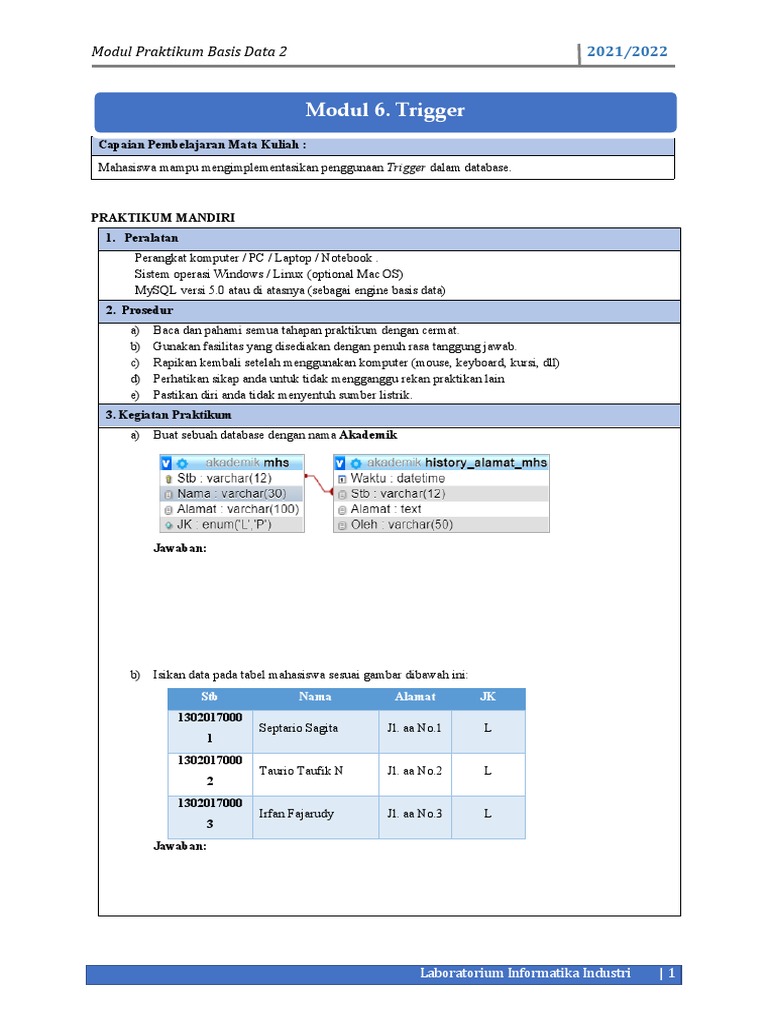 BASIS DATA 2 - TI (Modul 6) | PDF | Metode & Bahan Ajar | Teknologi & Rekayasa