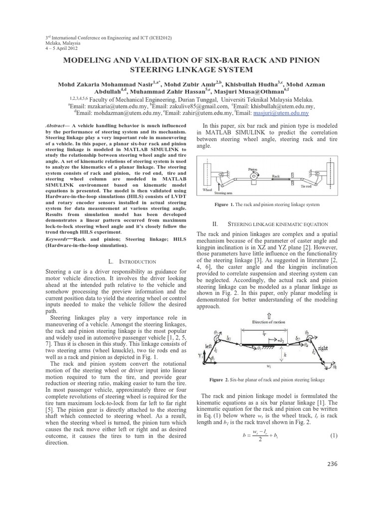 Modeling and Validation of Six Bar Rack | PDF | Steering | Control Theory
