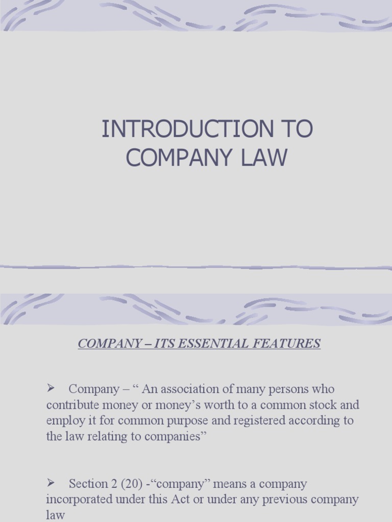 An Introduction to Company Law: Key Concepts Regarding the Formation ...