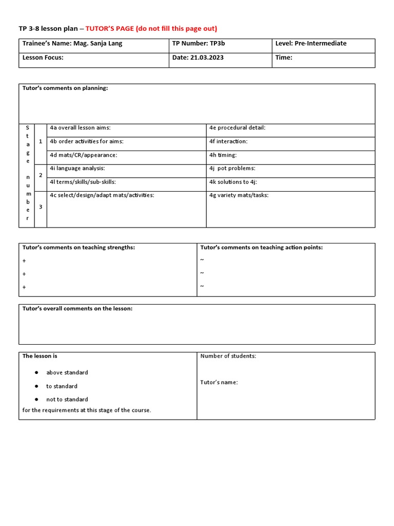 Pre-Intermediate Reading Lesson Plan | PDF | Word | Lesson Plan