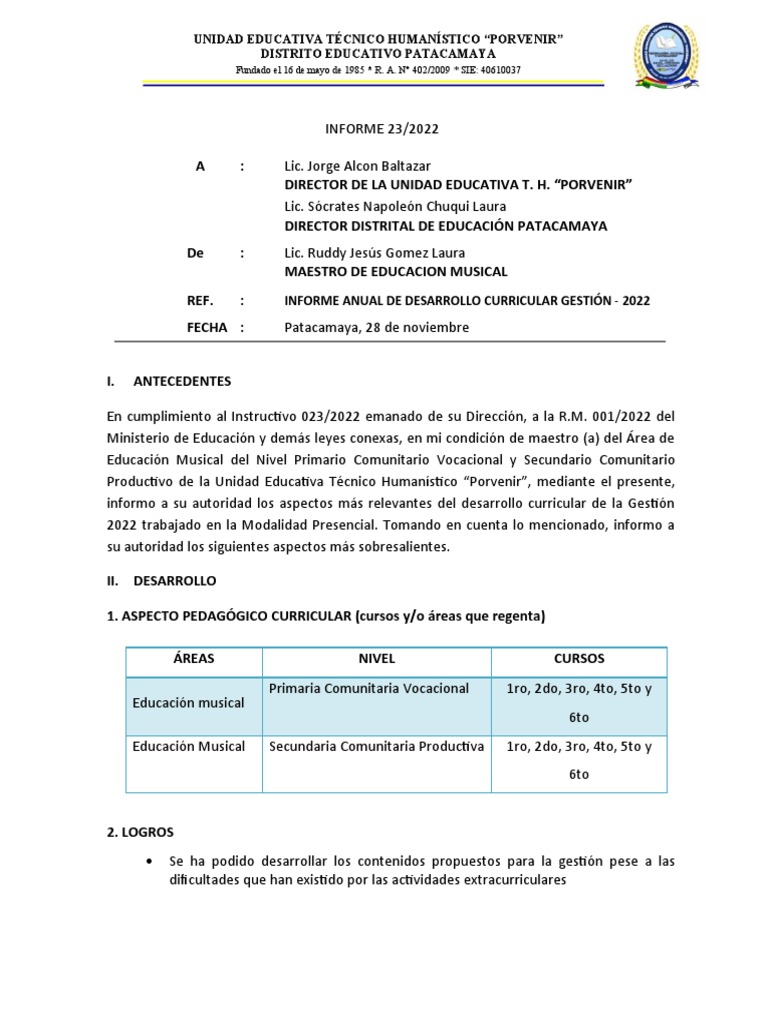 Modelo de Informe Anual 2022 | PDF
