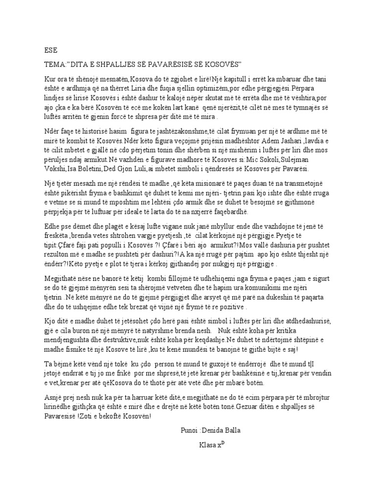 ESE Per Pavaresine e Kosoves | PDF