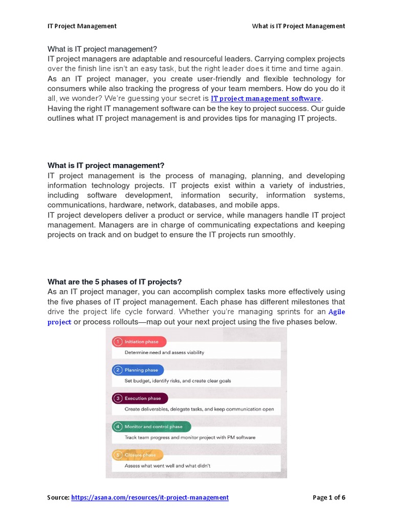 01-What Is IT Project Management | PDF | Project Management | Application Software
