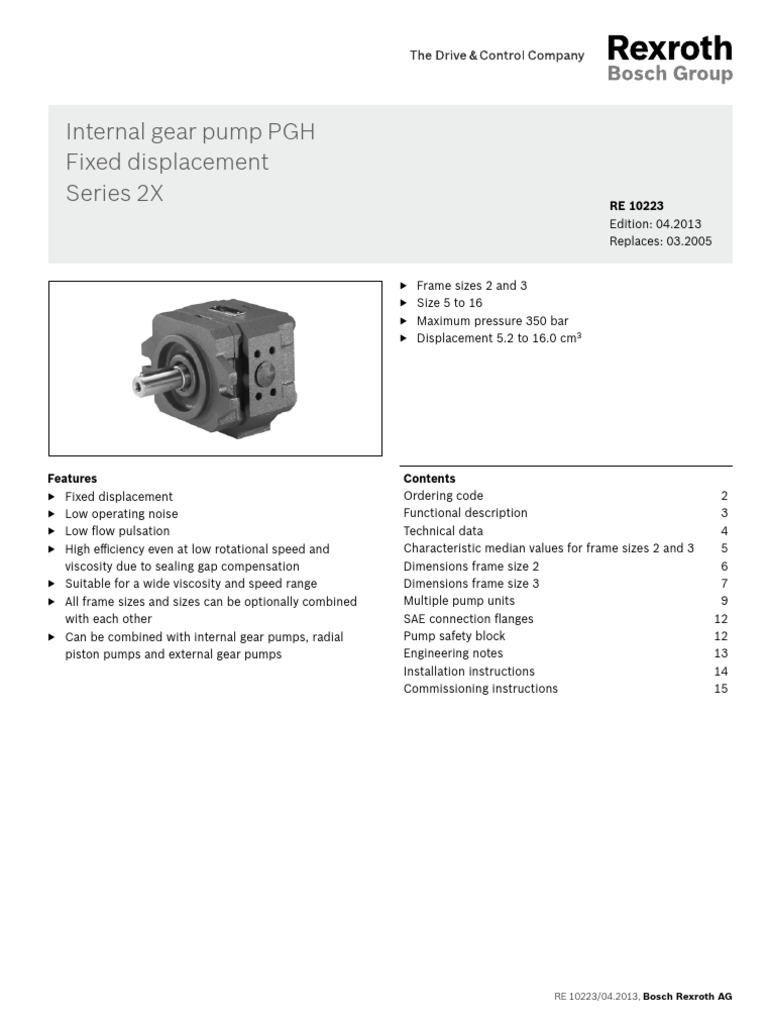 Boschrexroth Re10223 Pdf Pump Gear