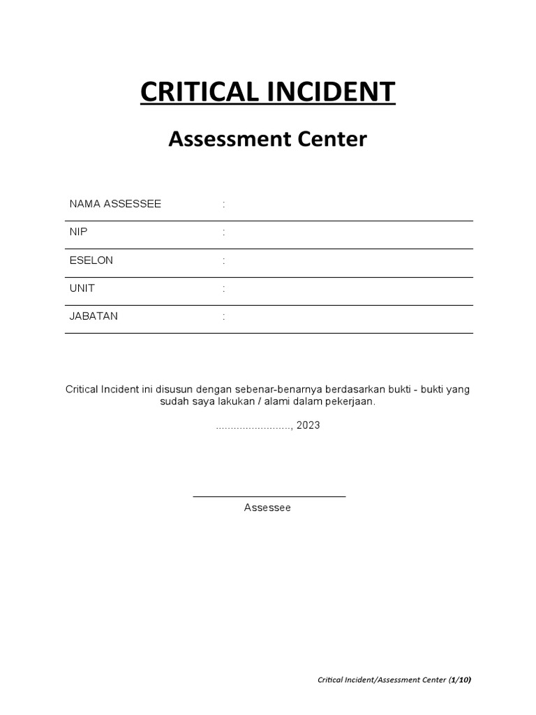 CRITICAL INCIDENT (Formulir IV) | PDF