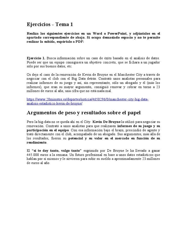 Ejercicio Tema 1 - Master de Analista de Datos, Introduccion Al Big Data | PDF | Big Data