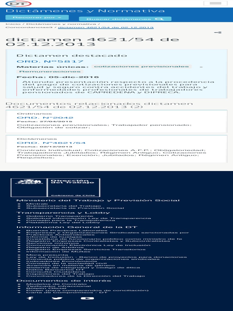 Dictamen 462154 de 02.12.2013 - DT - Normativa 3.0 | PDF | Jubilación