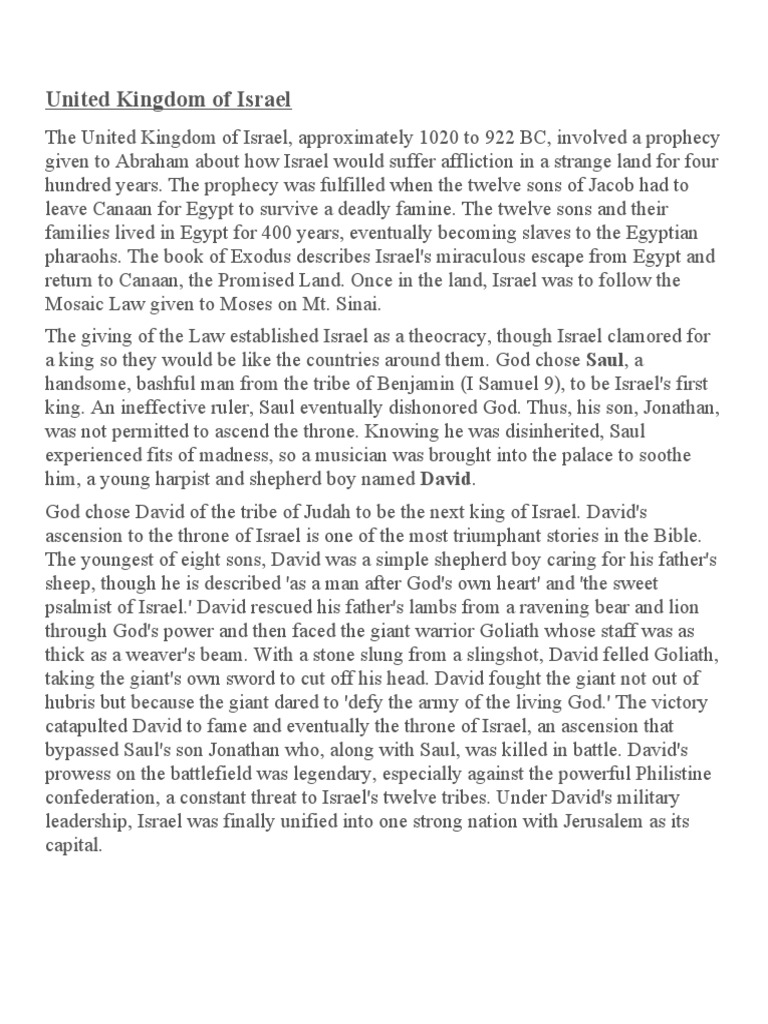 History of the United Kingdom of Israel | PDF | Judea | David