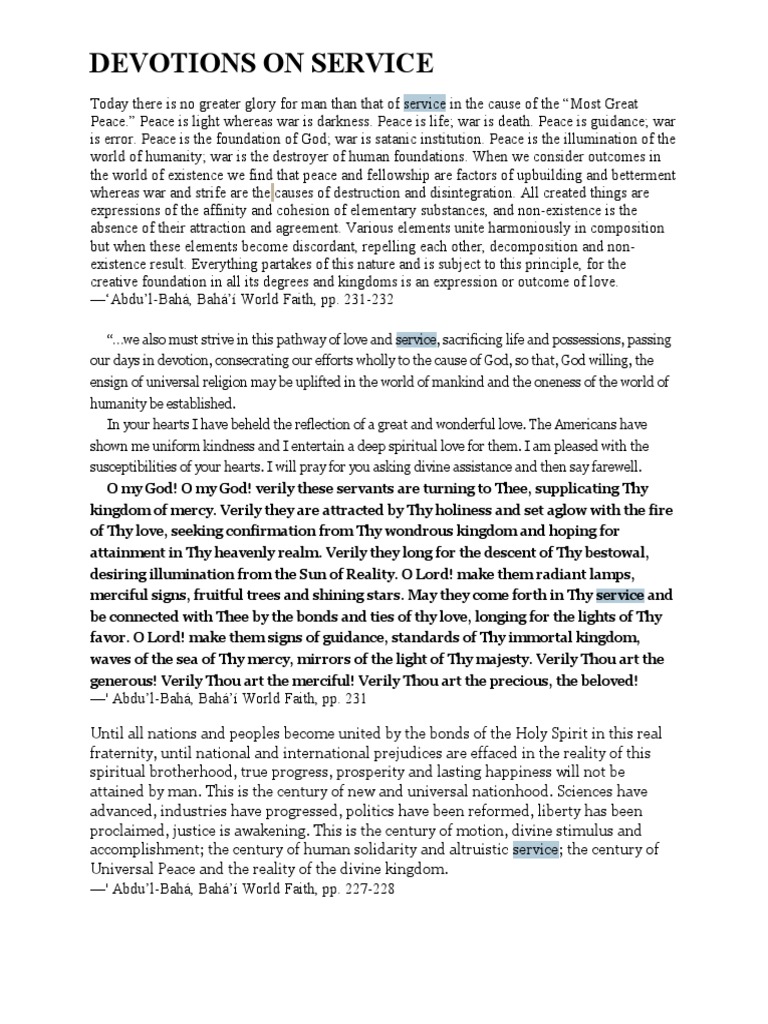 Devotions On Service | PDF | Glory (Religion) | Faith