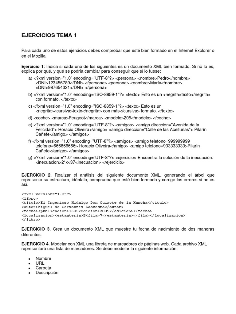 EjerIntroXML B | PDF | Xml | Informática