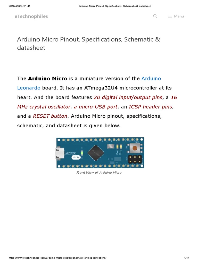 Arduino Nano Pinout Icsp