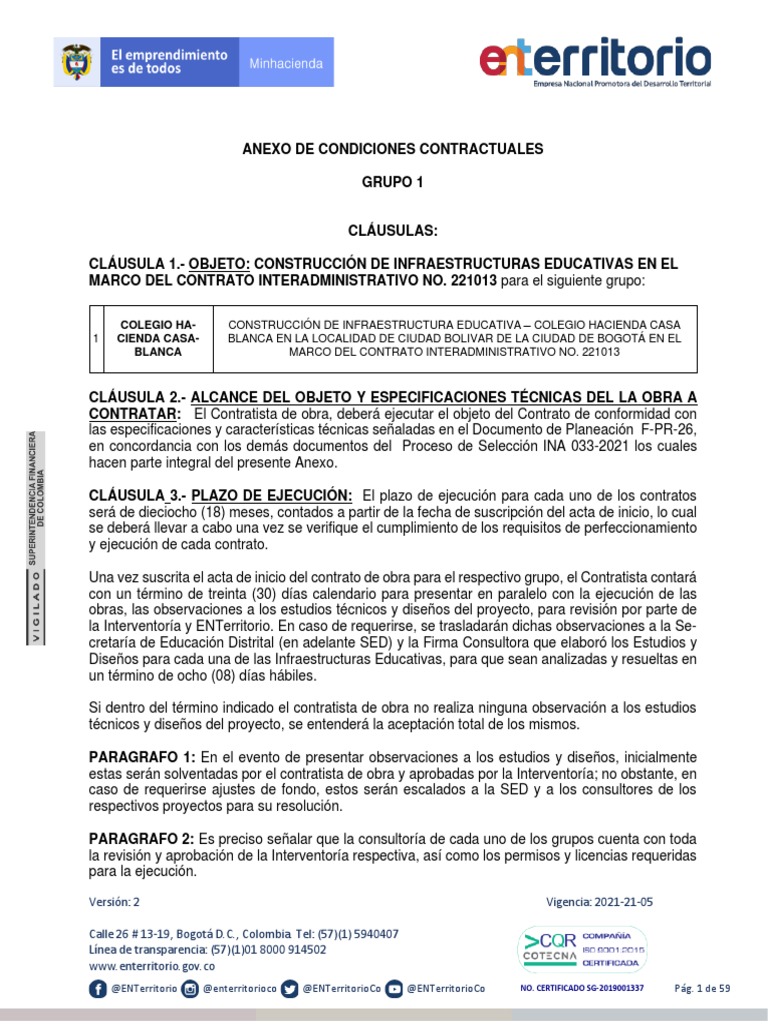Condiciones Contractuales Grupo 1 PDF | PDF | Factura