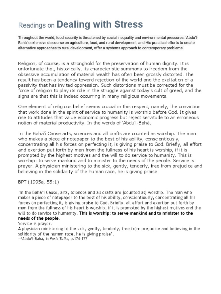 Readings On Dealing With Stress | PDF