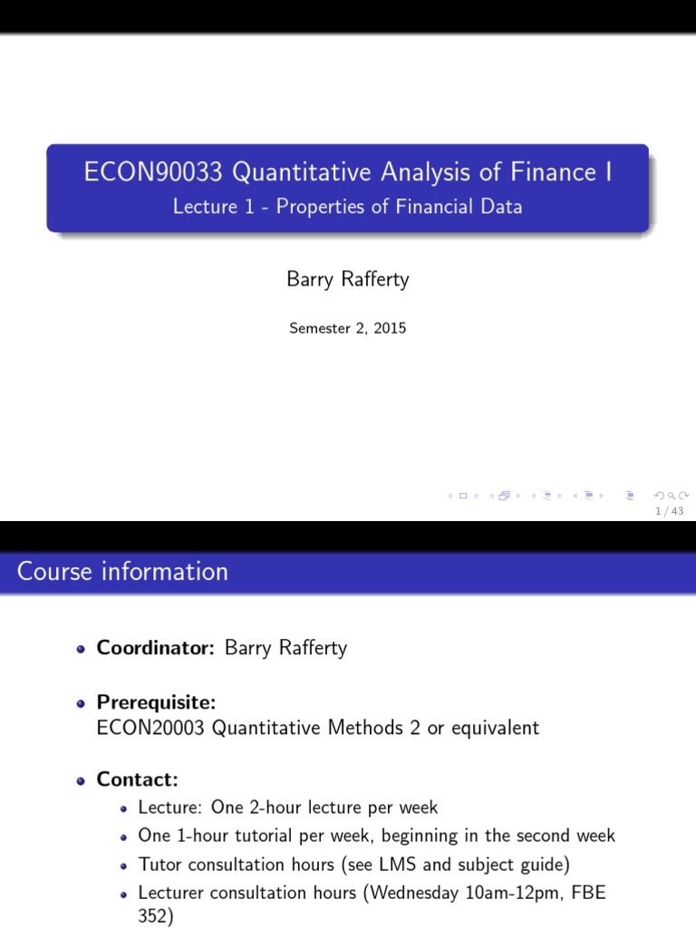 ECON90033 Quantitative Analysis of Finan | PDF | Time Series ...
