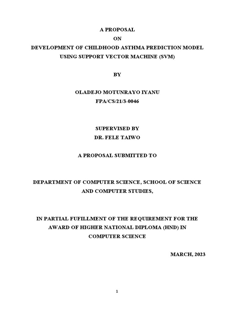 Childhood Asthma Prediction Model Using SVM | PDF | Asthma | Machine ...