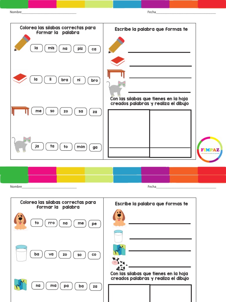 Colorea y Aprende Sílabas | PDF