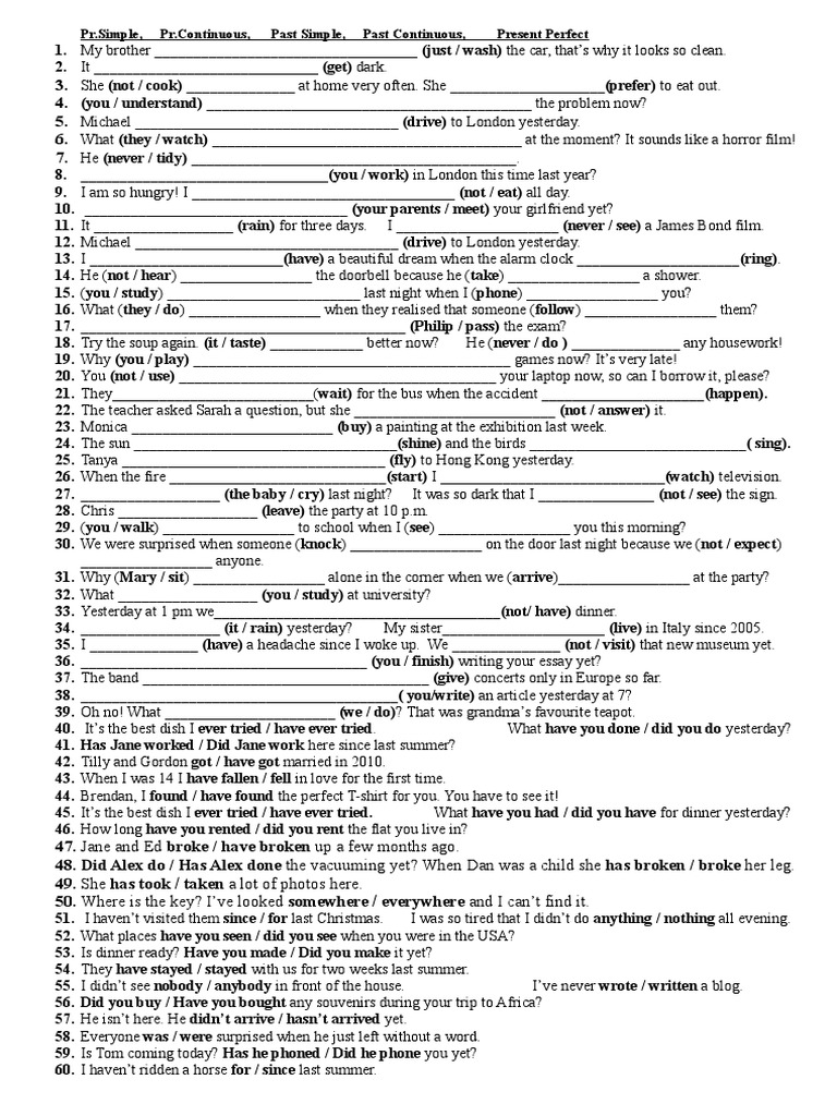 Tenses Practice: Past and Present | PDF