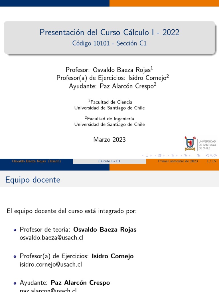 Presentaci On Del Curso C Alculo I - 2022 | PDF | Integral | Maestros