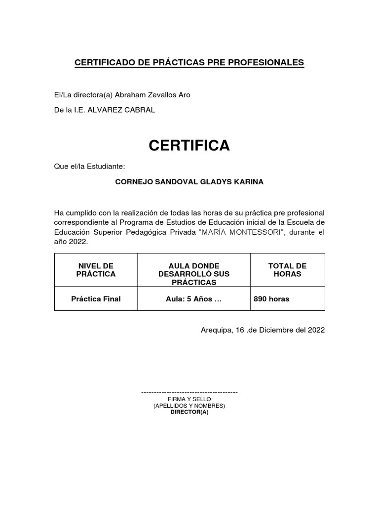 Certificado de Practica | PDF
