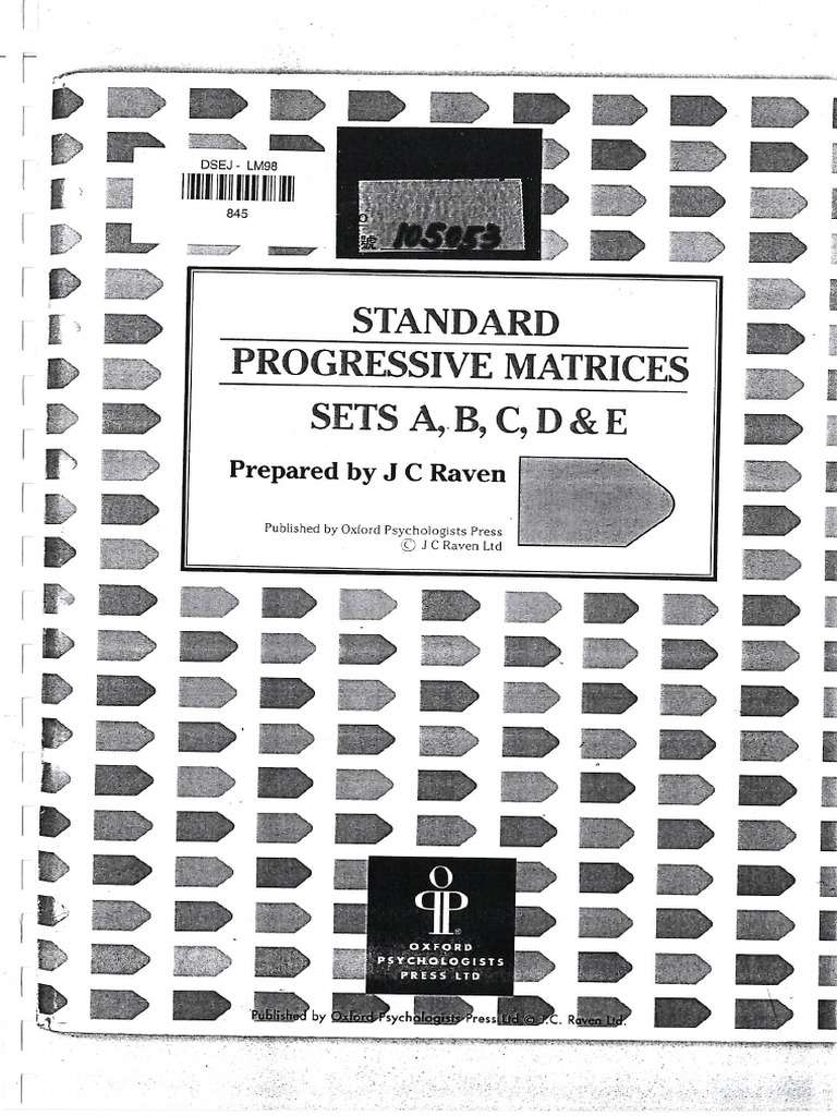 Caderno Matrizes Progressivas de Raven - Escala Geral PDF | PDF