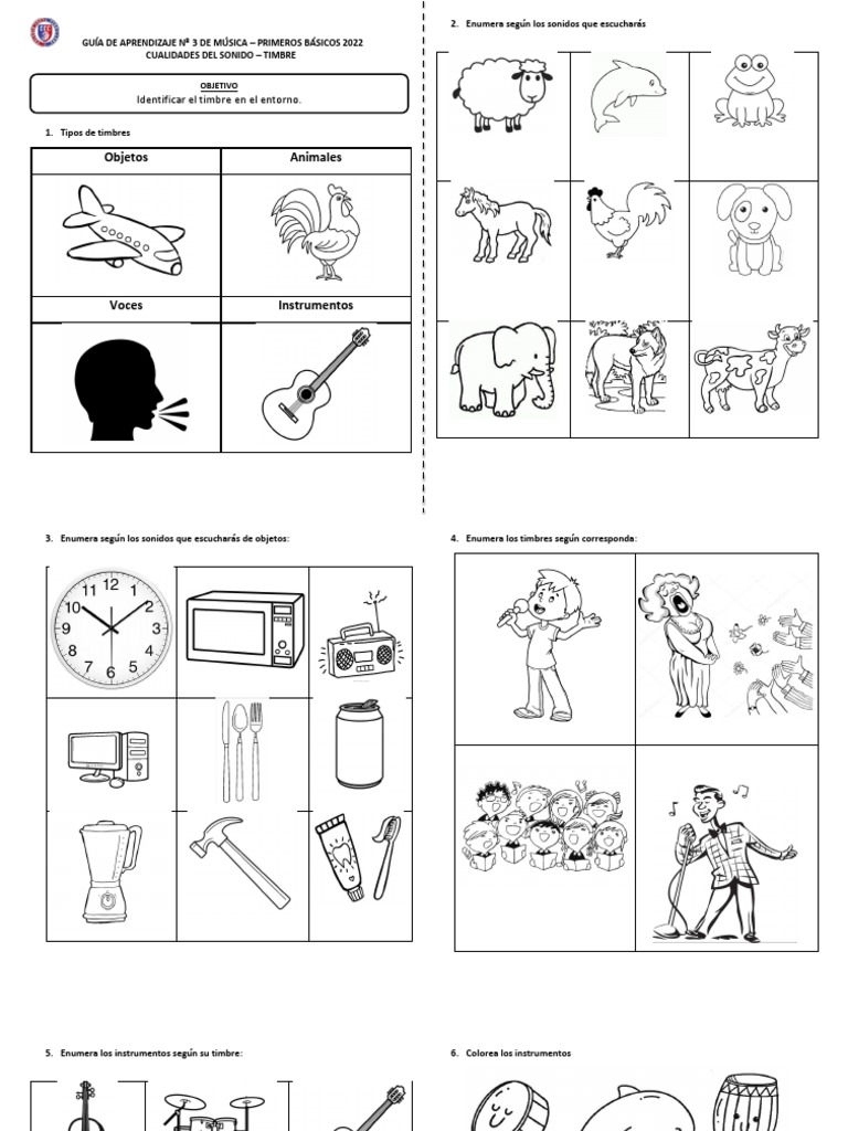 Guía Nº4 Música Cualidades Del Sonido - Timbre - 1°basico | PDF
