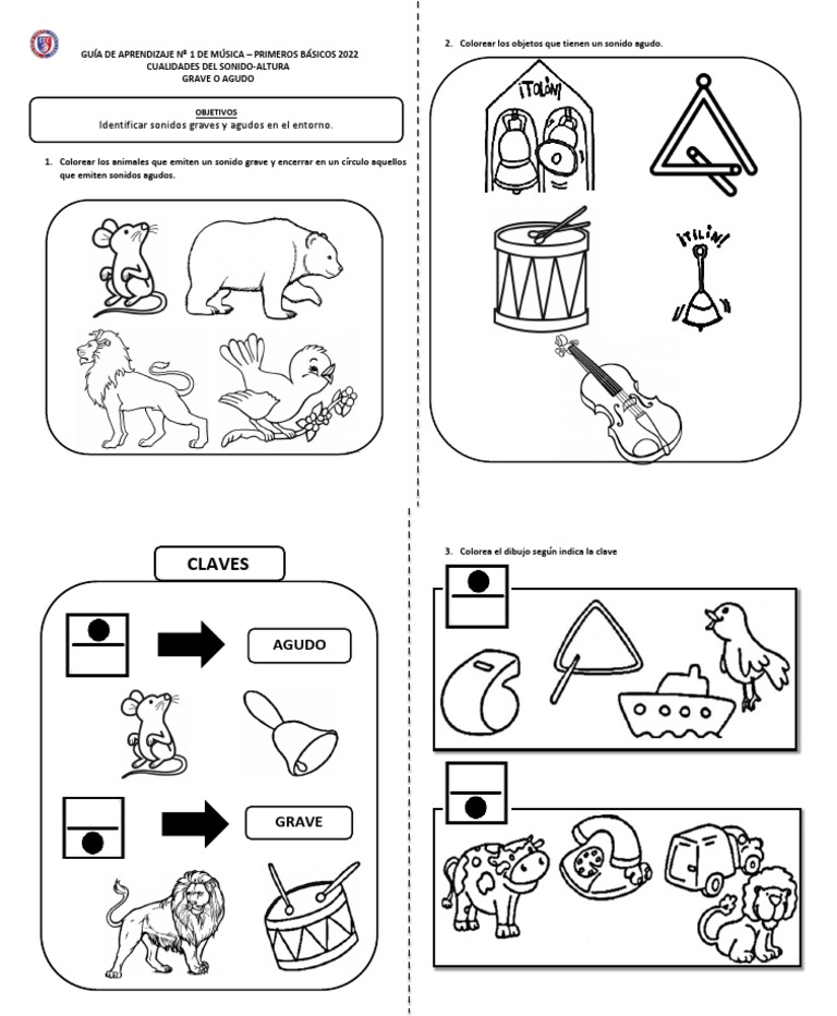 Guía Nº1 Música Cualidades Del Sonido - Altura - 1°basico | PDF
