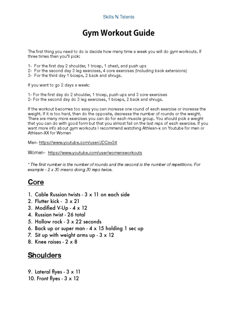 Gym Workout Guide for Beginners | PDF