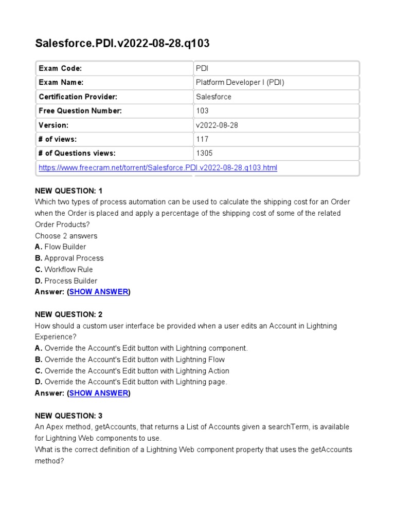 Salesforce PDI v2022-08-28 q103 PDF | PDF | Class (Computer Programming) | Method (Computer ...