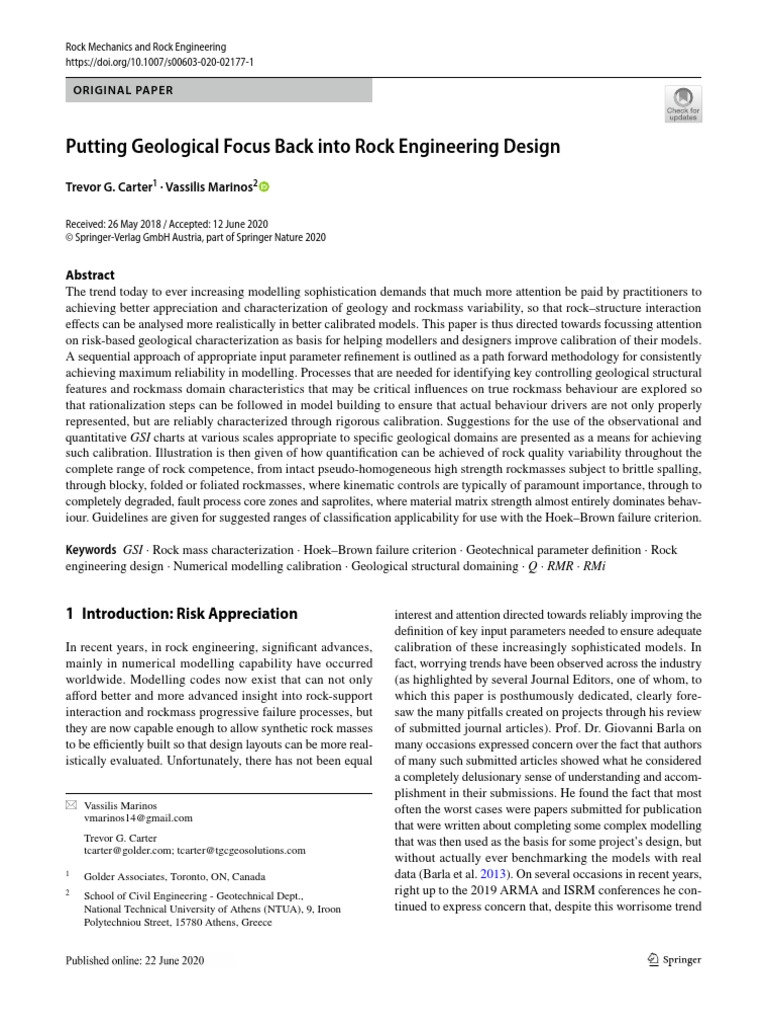 Putting Geological Focus Back Into Rock Engineering Design | PDF | Geology