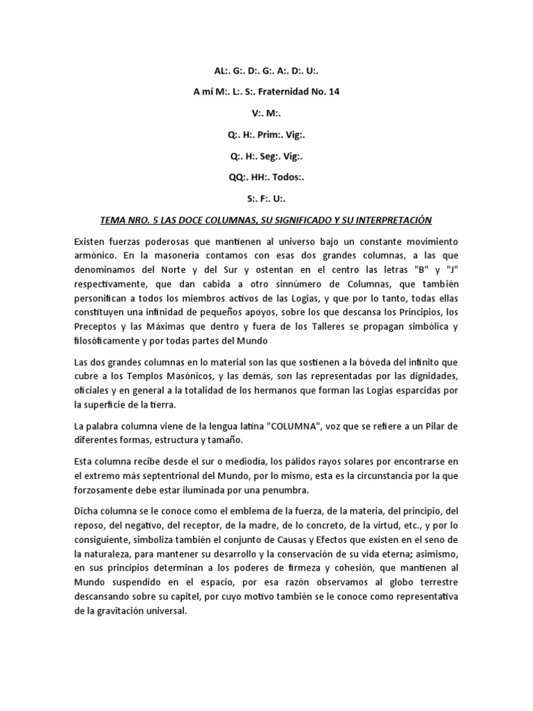 5-Mason Las Doce Columnas | PDF | Fuerza | Ligero