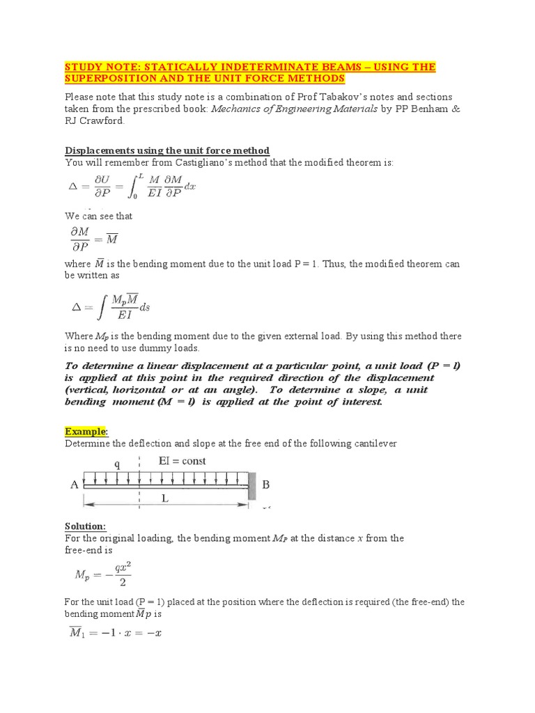 Indeterminate Beam Analysis Guide | PDF | Bending | Beam (Structure)