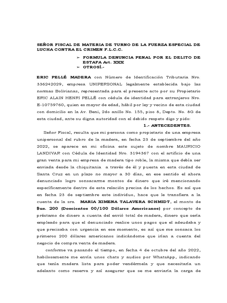 Denuncia legal | PDF | Trucos de confianza | Justicia