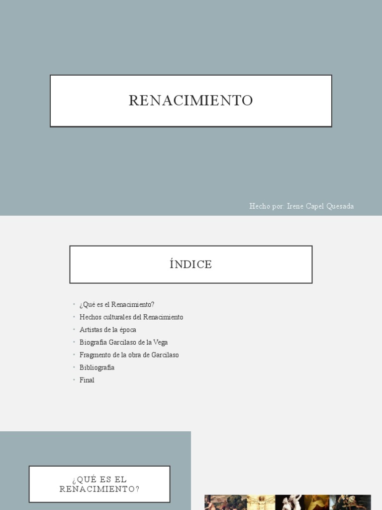 Renacimiento: Hecho Por: Irene Capel Quesada | PDF