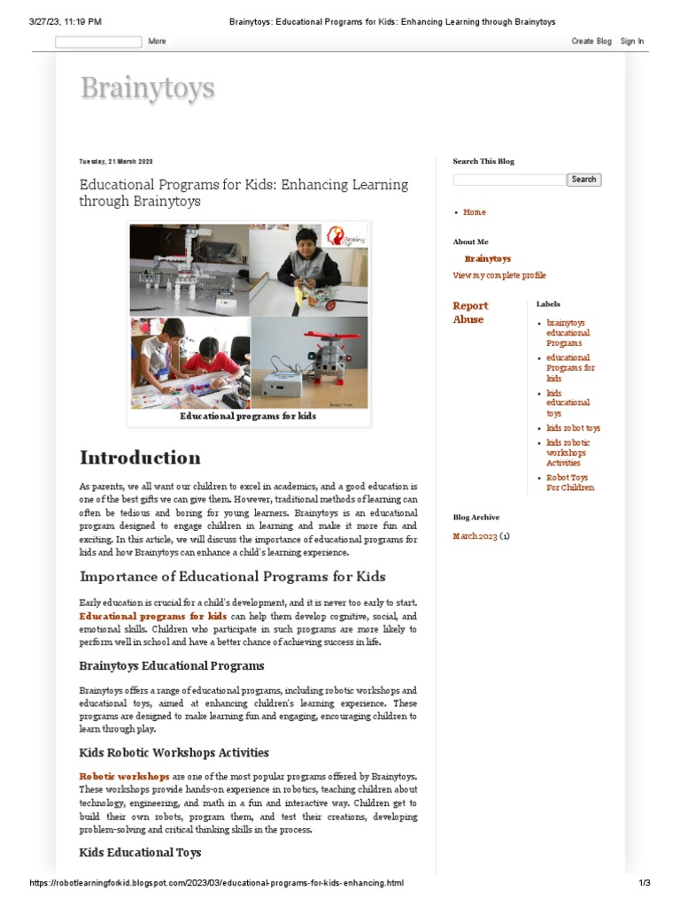 Educational Programs For Kids: Enhancing Learning Through Brainytoys ...