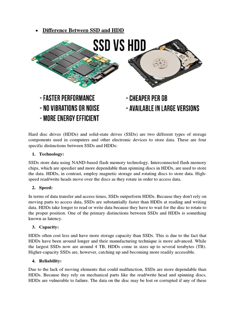 SSD vs HDD: Key Differences Explained | PDF | Computers