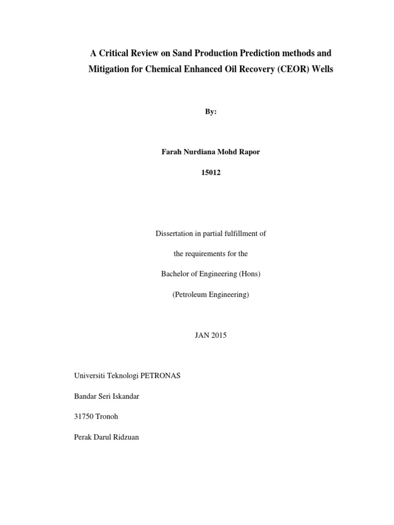 A Critical Review On Sand Production Prediction Methods and Mitigation ...