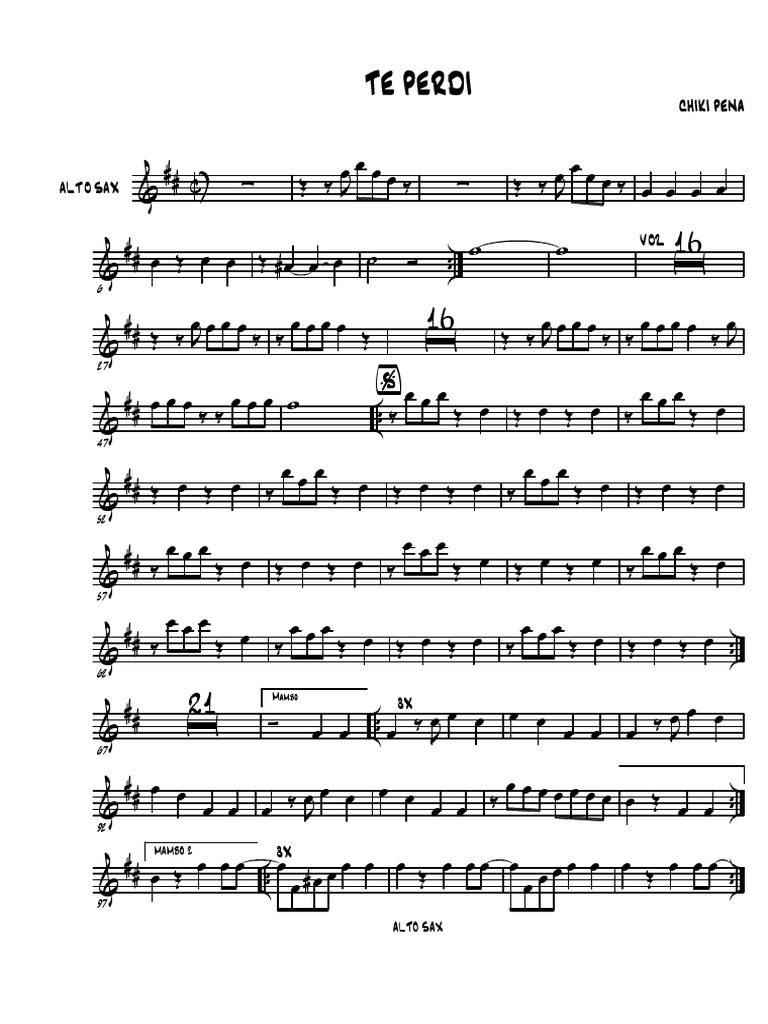 Te Perdi - Alto Sax | PDF
