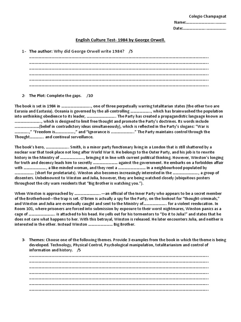 1984 Test Complete Book | PDF | Satirical Books