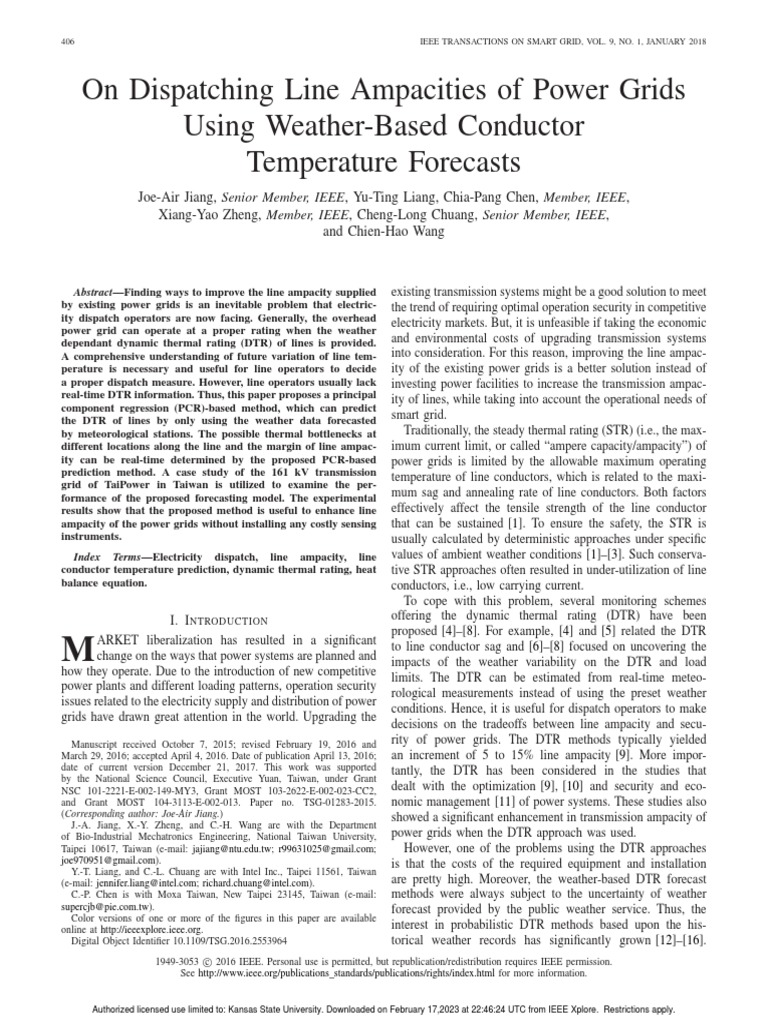 Weather-Based Power Grid Ampacity | PDF | Principal Component Analysis | Weather Forecasting